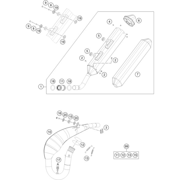 Enddämpfer EXC von KTM - 55505083000 - ktm-shop24.de - KTM-Shop24.de
